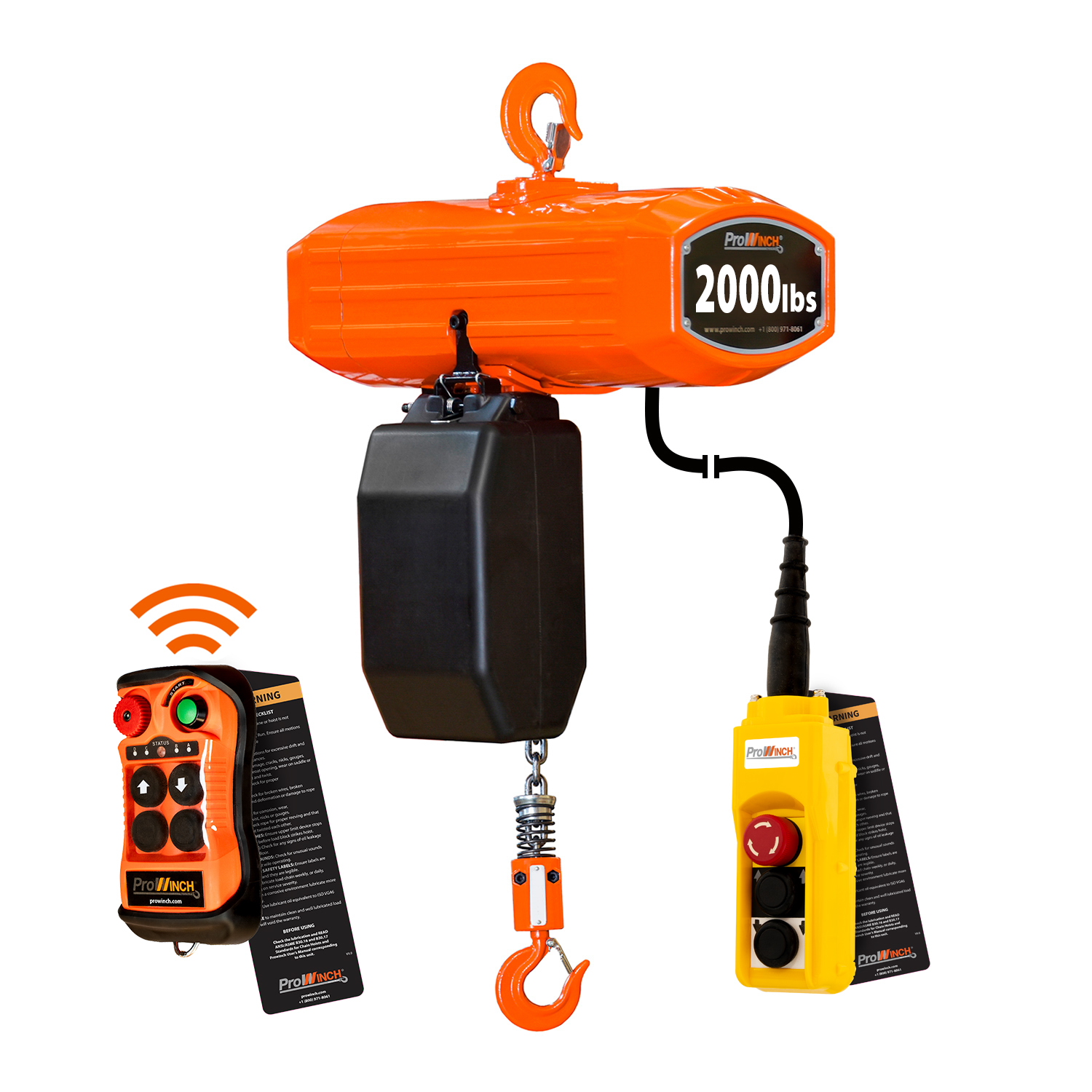 2000lb Electric Chain Hoist 20ft G100 Chain M4/H3 380/460V UL Wireless ...